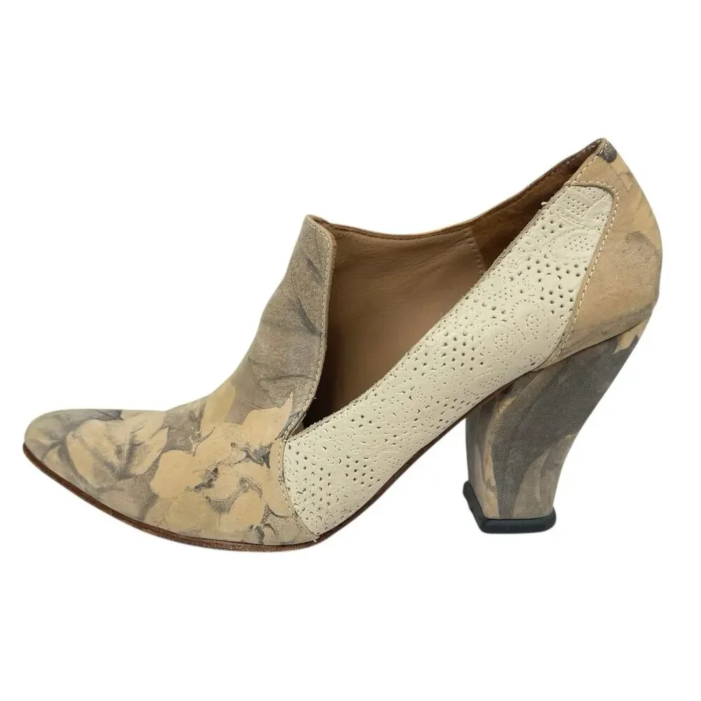 John Fluevog | Shoes | John Fluevog Kendra Gray Beige Floral Leather ...
